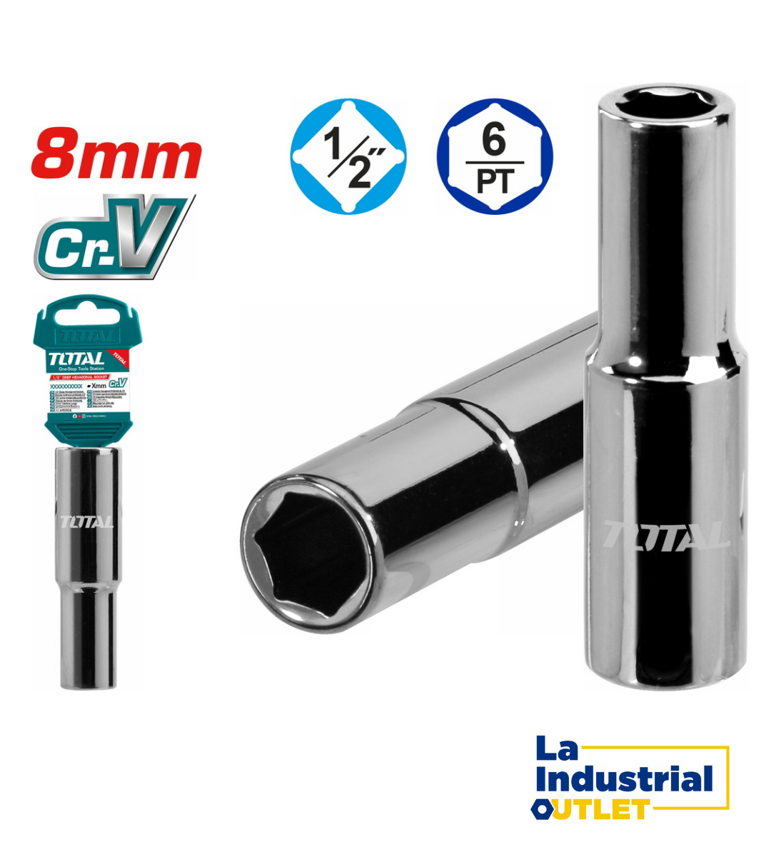 DADO LARGO HEXAGONAL 1/2´ 8MM TOTAL – La Industrial Outlet