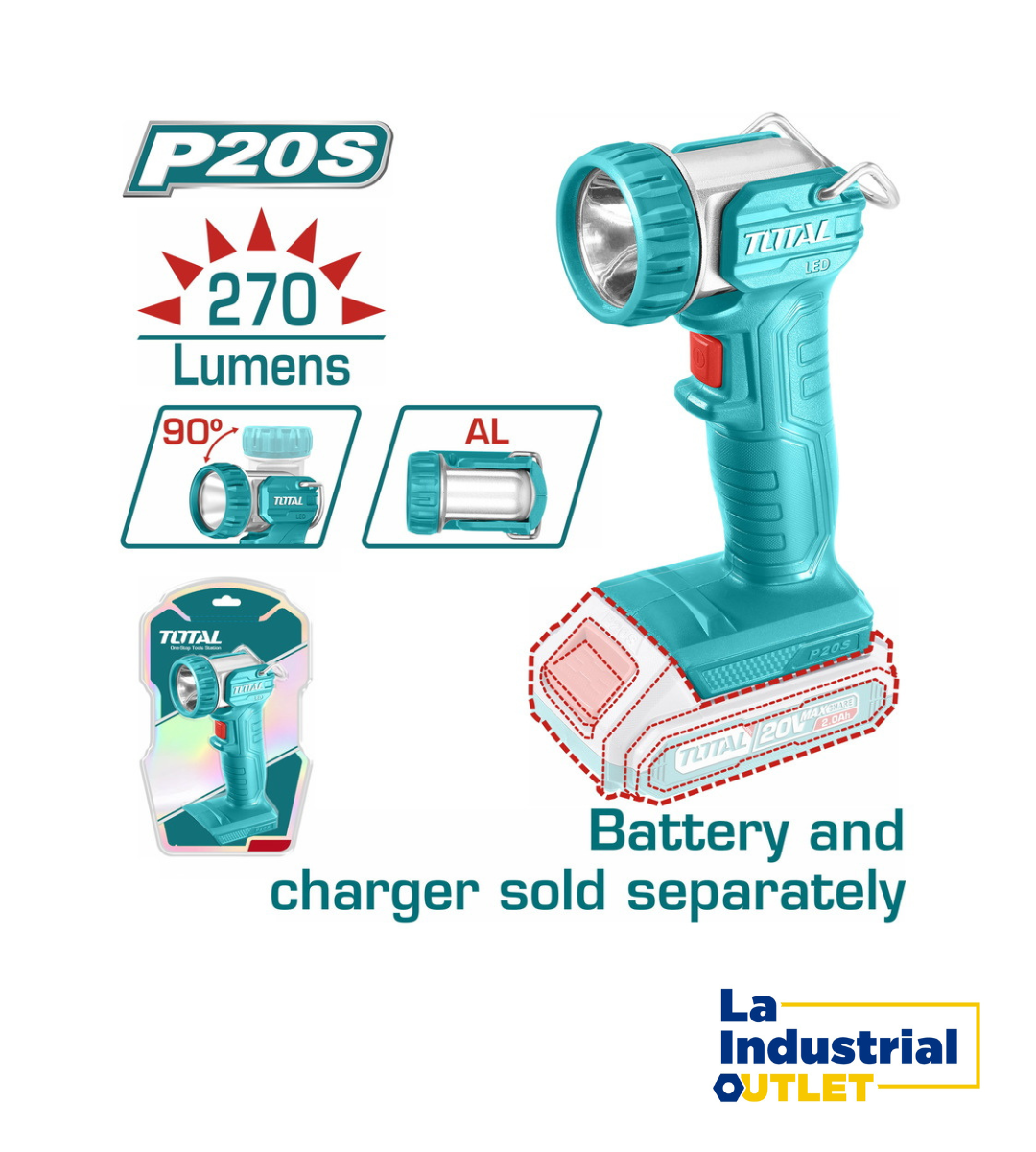 LAMPARA DE TRABAJO INALAMBRICO 5W 20V TOTAL – La Industrial Outlet
